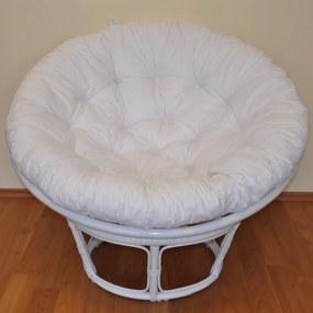 Axin Trading s.r.o. Ratanový papasan 110 cm bílý, polstr bílý