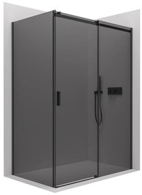 Cerano Santoro, sprchový kout s posuvnými dveřmi 100(dveře) x 80(stěna) x 195 cm, 6mm šedé sklo, černý profil, CER-CER-425101