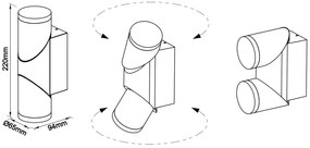 Venkovní válcové nástěnné svítidlo Evo Up/Down LED 12,5W 3000K, otočné, antracit, P54