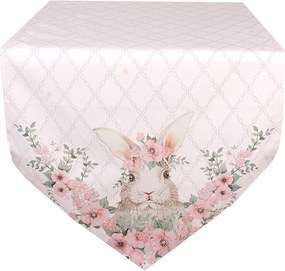 Růžový bavlněný běhoun s králíčkem Floral Easter Bunny - 50*160 cm