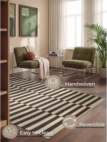 Bílý/hnědý oboustranný/ručně tkaný vlněný koberec 120x180 cm Vika – Hanse Home