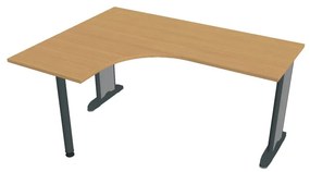 Stůl ergo oblouk pravý 160×120 cm - Hobis Flex FE 60 P Dekor stolové desky: buk, Barva nohou: černá