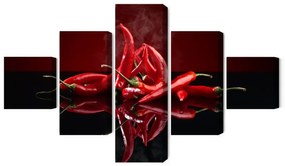 Vícedílný obraz Červené Chilli Papričky Nedostatek Nedostatek Přírodní plátno 250x150
