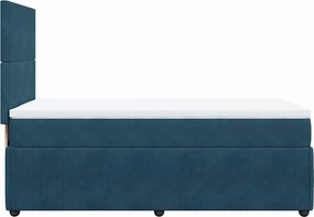 Box spring postel s matrací modrá 90 x 190 cm samet 3294512