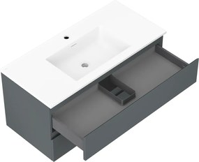 Mexen Orio, koupelnová skříňka 100 cm s umyvadlem Otis, 2 zásuvky, grafitová matná/bílá matná, 91A10-10047-2-BFF66-W18M01