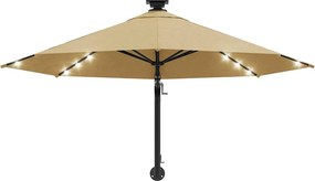 Nástěnný zahradní slunečník s LED 300 cm taupe 312525