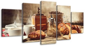 Gario Obraz s hodinami Chutná snídaně - 5 dílný Rozměry: 150 x 70 cm