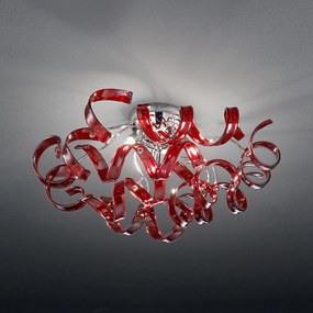 Metallux 206.330.04 Astro Cherry, stropní designové svítidlo v průměru 50cm, 3x40W, červené sklo, chrom
