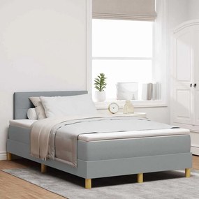 Postel s boxspringem s čelo Světle šedá 120 x 190 cm textil 3338671