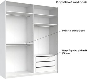 Skříň s posuvnými dveřmi 2,0x2,4m (Dveře Lesklé Bílé), série N Family
