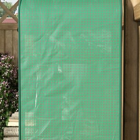 Outsunny skleník na rostliny s 4 policemi a roll-up dveřmi, malý kovový a PE skleník, 69x49x158 cm, tmavě zelený