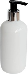 Dávkovač na mýdlo 300 ml bílý s černo-stříbrnou pumpičkou BELA