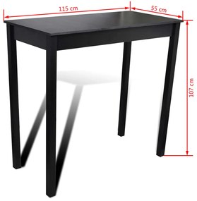 Barový stůl a 4 barové židle, černá,  160725
