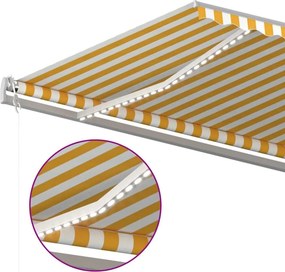 Automatická markýza LED a senzor větru 600 x 300 cm žlutobílá 3068973