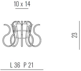 Metal Lux 234.102 Wave, nástěnné křišťálové svítidlo, 2x40W G9, šířka 36cm