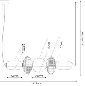 LED Lustr na lanku ARAME LED/32W/230V černá