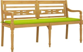 Lavice Batavia se zelenou poduškou 150 cm masivní teakové dřevo 3100837