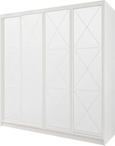 Skříň Rim-Veneziano 4D 2,63 m s uměleckým matováním na zrcadle №31, bílá