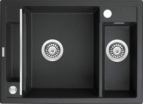 Deante Magnetic, granitový dřez na desku 690x500x219 mm, 3,5" + prostorově úsporný sifon, 1,5-komorový, grafitová metalíza, ZRM_G503