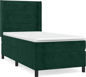 Box spring postel s matrací tmavě zelená 80 x 200 cm samet 3132708