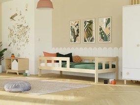 Benlemi Dřevěná jednolůžková postel FENCE 4v1 se zábranou Zvolte barvu: Béžová, Zvolte rozměr: 80x190 cm, Zvolte zábranu: S jednou zábranou