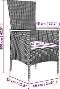 vidaXL Zahradní židle s poduškami 4 ks polyratan [319527] Barva: Šedá