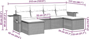 6dílná zahradní sedací souprava s poduškami černá polyratan 3252853