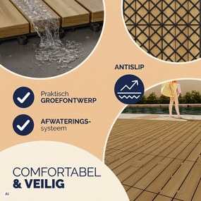Deuba Dřevěná terasová dlaždice eukalyptus 30 × 30 cm hnědý FSC® 100%