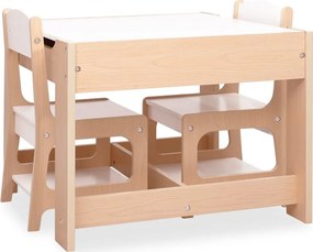 vidaXL Dětský stůl se 2 židlemi MDF [80284] Barva: Bílá