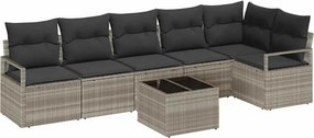 Set pohovek 7 ks Světle šedá polyratan 3346412