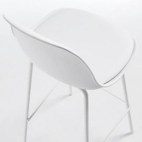 Bílá koženková barová židle Kave Home Brighter 75 cm