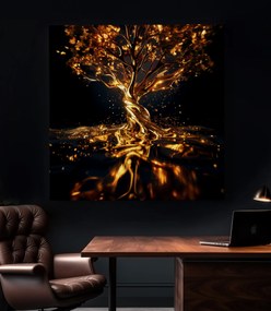 Obraz na plátně - Strom života Zlatá žíla FeelHappy.cz Velikost obrazu: 120 x 120 cm
