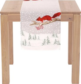 Autronic Běhoun s vánočním motivem, zasněžená krajina s veverkou, 40x150 cm. UBR074-2