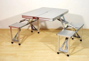 Garthen 340 Skládací hliníkový stůl s vestavěnými lavicemi