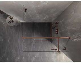 Mexen Lunar T, výklopný sprchový kout pravý 110 x 110 cm, 8mm čiré sklo, profil růžové zlato, 834T-110-110-60-00-P