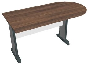 Stůl jednací oblouk 160 cm - Hobis Cross CP 1600 1 Dekor stolové desky: ořech, Dekor lamino podnože: bílá, Barva nohou: černá