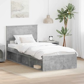 Rám postele s čelo Beton 90 x 200 cm Masivní borové dřevo 3410648