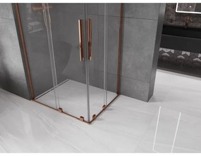Mexen Velar L Duo, sprchový kout s posuvnými dveřmi 100 x 90 cm, 8mm čiré sklo, růžové zlato, 871-100-090-02-03-60