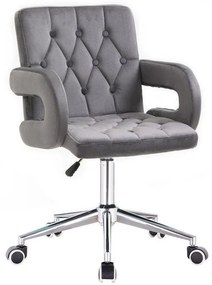 LuxuryForm DESIGN Otočná židle BOSTON VELUR na stříbrné podstavě s kolečky - šedá