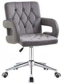 LuxuryForm Židle BOSTON VELUR na stříbrné podstavě s kolečky - šedá