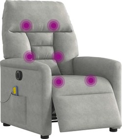 Elektrické masážní polohovací křeslo světle šedé mikrovlákno 3303081