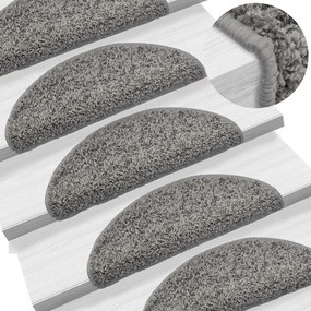 Schodové rohože 15 ks 56 x 17 x 3 cm šedé, půlkulaté 133892