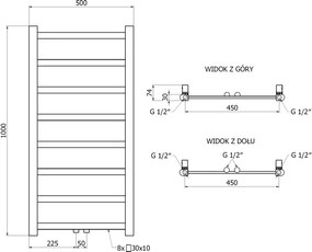 Mexen Bolt koupelnový radiátor 1000 x 500 mm, 259 W, černý - W126-1000-500-00-70