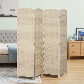 HOMCOM skládací dřevěný paraván se 4 panely, 180 × 180 cm, dub