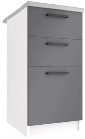 Kuchyňská skříňka Belini spodní se zásuvkami 40 cm šedý mat s pracovní deskou  TOR SDSZ40/0/WT/SR/0/B1