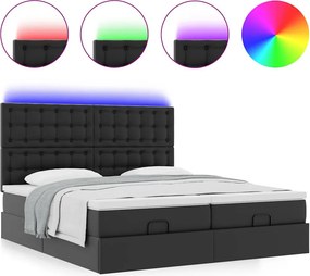 Osmanský rám postele s matrací černá 200x200cm umělá kůže 3314508