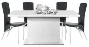 Kondela Rozkládací jídelní stůl, bílá vysoký lesk HG, 160-200x90 cm, KORINTOS