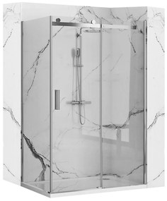 Rea Nixon - sprchový kout s posuvnými dveřmi 140(dveře) x 80(stěna), pravý, čiré sklo, chromový profil, KPL-00412