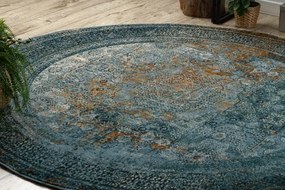 Koberec OMEGA MAMLUK tmavě modrý / hnědý kruh