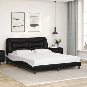 Rám postele bez matrace Hvar černý a bílý 160 x 200 cm umělá kůže 3208014